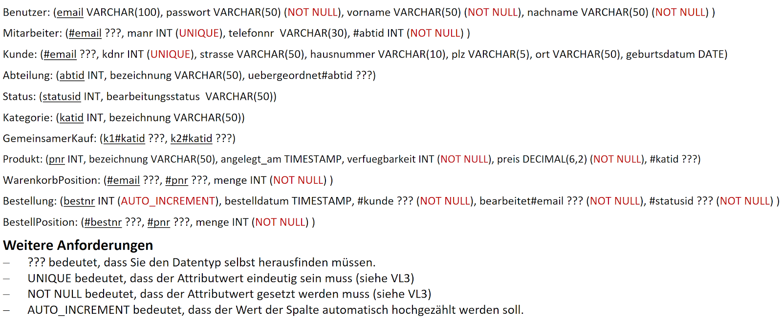 Lab "SQL - DDL: Fallstudie Webshop"