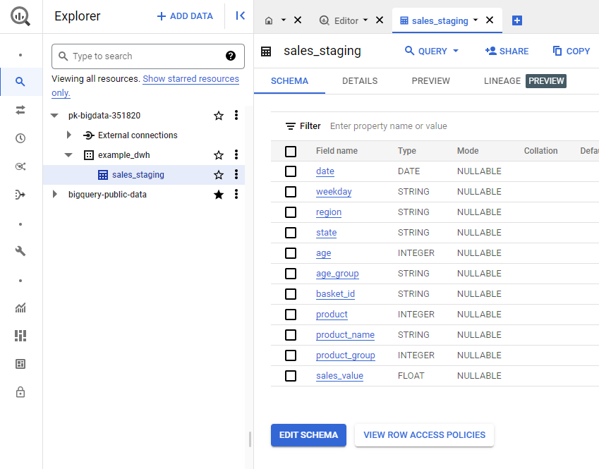 Lab "Fundamentals: Data Warehouse Example"